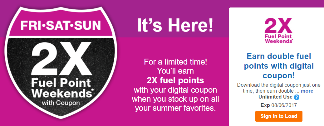 2x Weekend Fuel Points - Limited Time! - Kroger Couponing