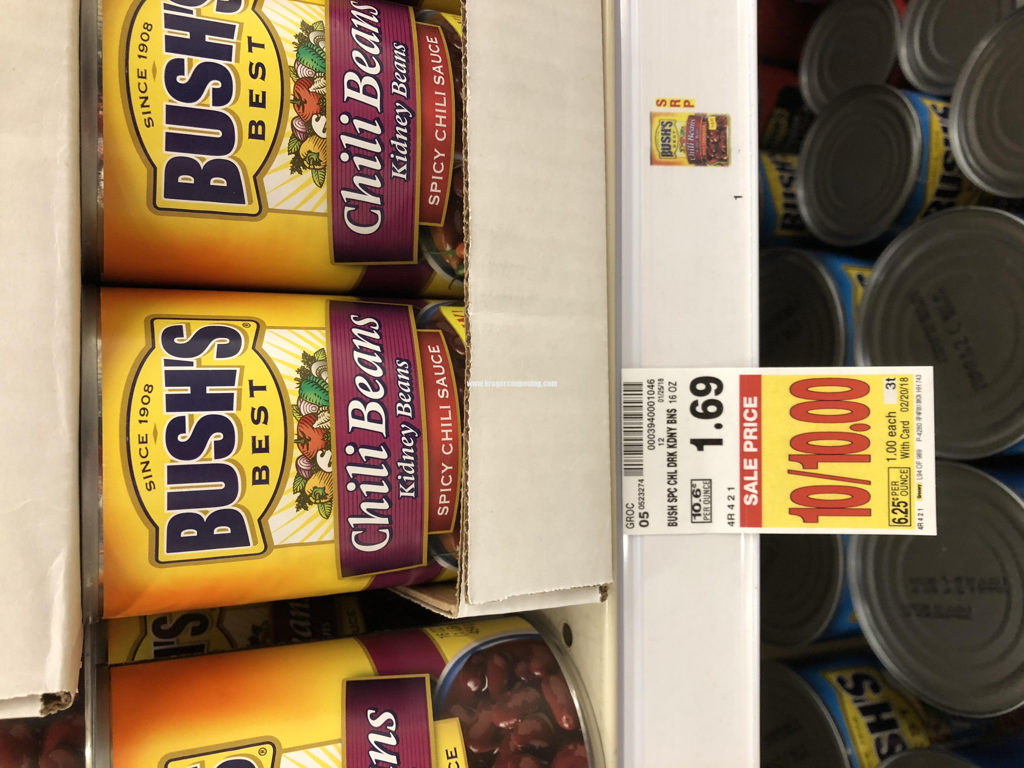 Bush's Chili Beans just $.50 - Kroger Couponing