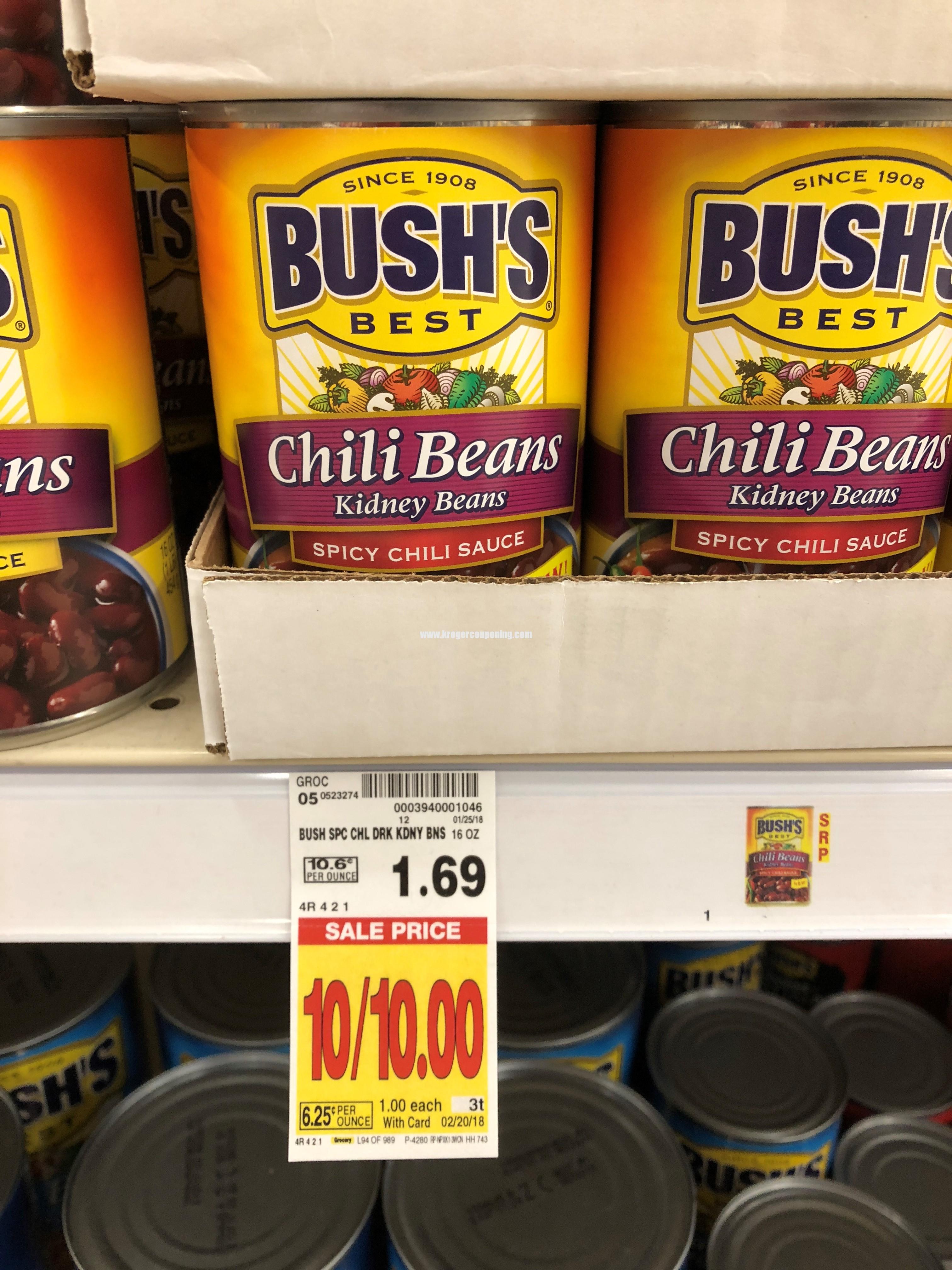Bush's Chili Beans just $.50 - Kroger Couponing